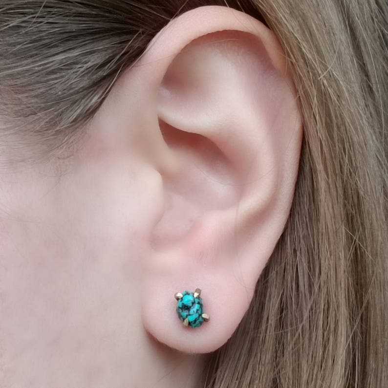 Raw Turquoise Studs Natural Turquoise Stud Earrings Bohemian - Etsy