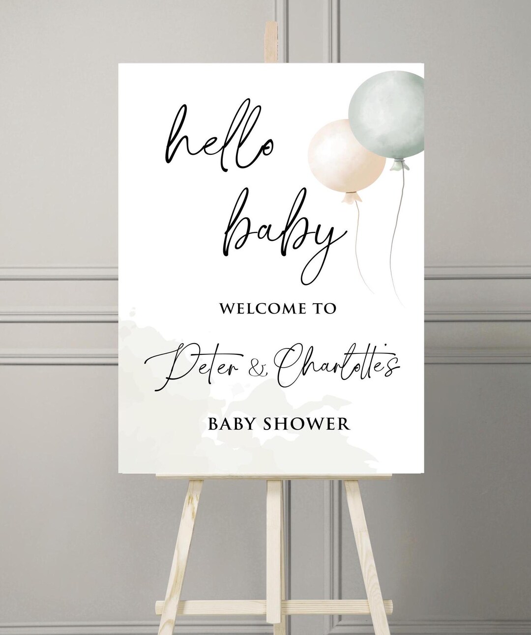 Hello Baby Green Welcome Sign Baby Shower Welcome Sign Welcome to Baby ...