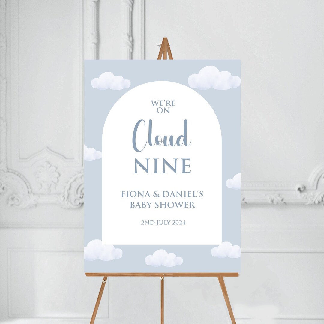 Clouds Welcome Sign Baby Shower Welcome Sign Personalised Baby Shower ...