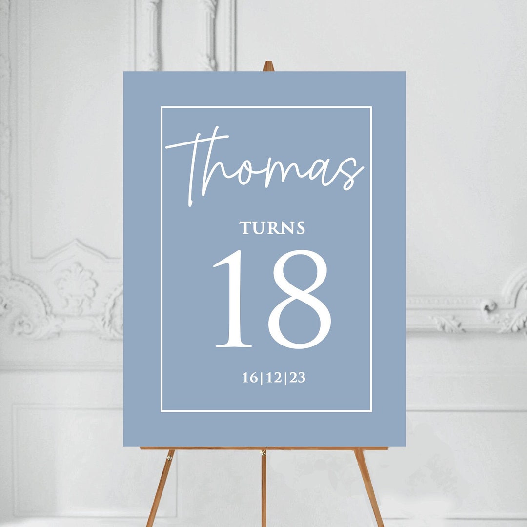 Birthday Party Welcome Sign | Blue Theme | 18th Birthday | Boy Mans ...