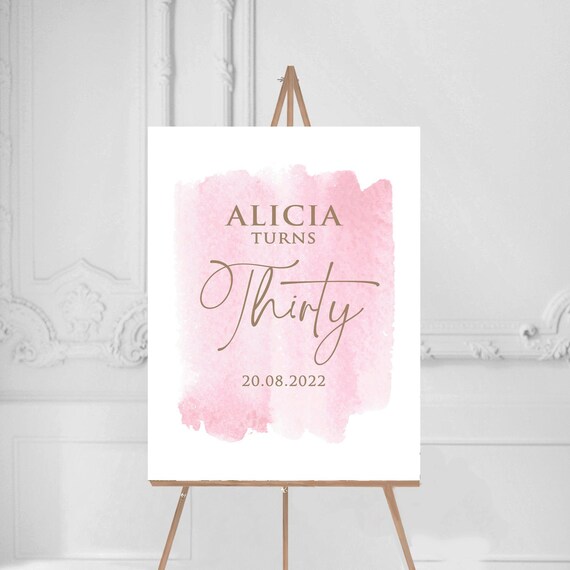 Pink Gold Birthday Party Sign Birthday Party Welcome Sign - Etsy UK