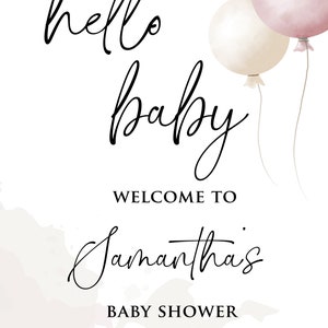 Hello Baby Pink Welcome Sign Baby Shower Welcome Sign Welcome to Baby ...