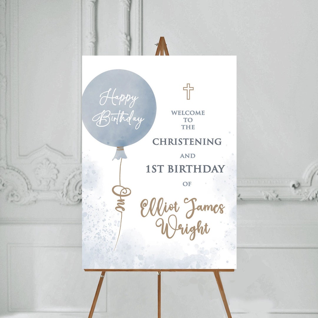 Christening Baptism Birthday Party Welcome Sign Personalised A4 A3 A2 ...