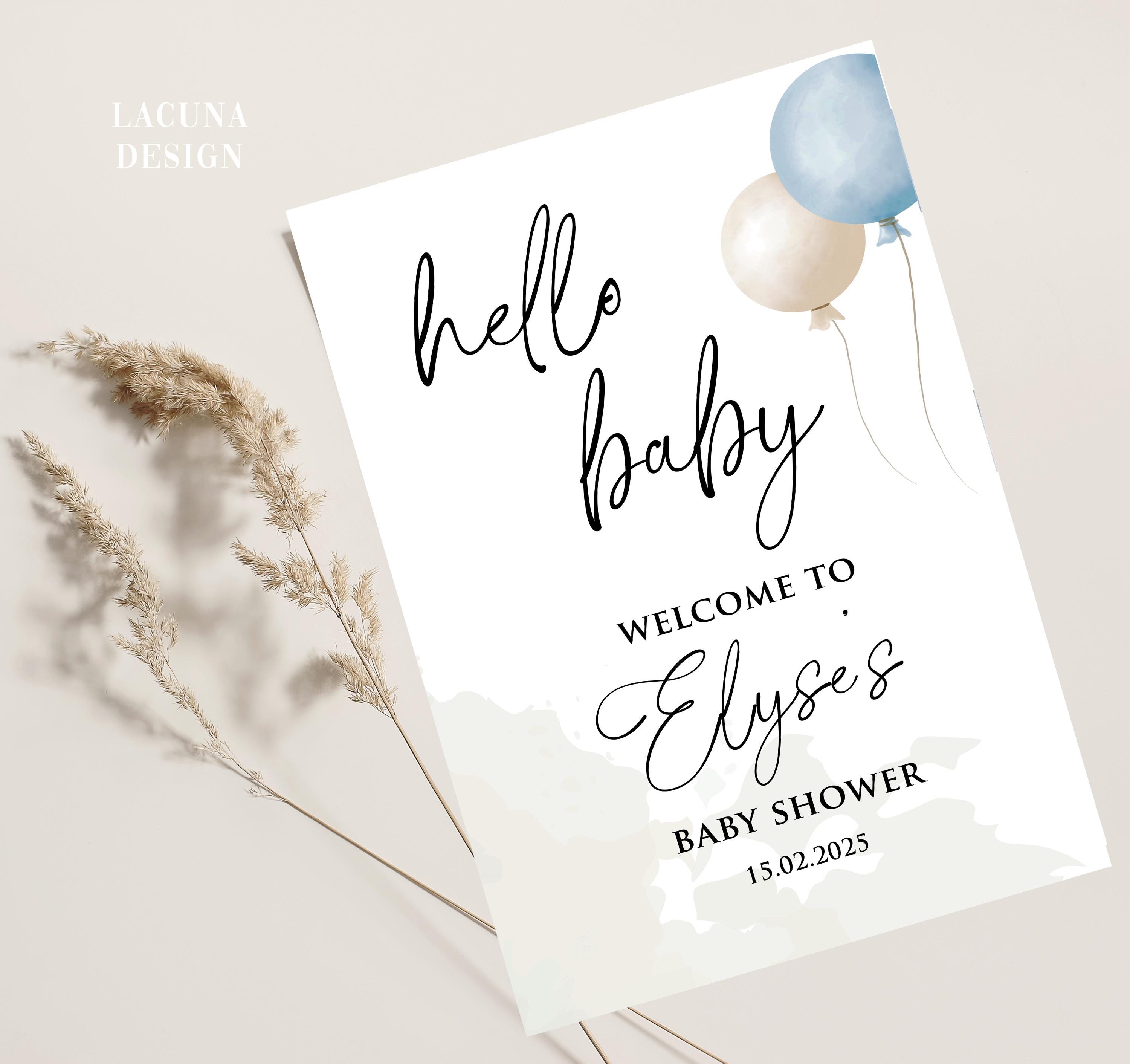 Hello Baby Blue Welcome Sign Baby Shower Welcome Sign Welcome to Baby ...