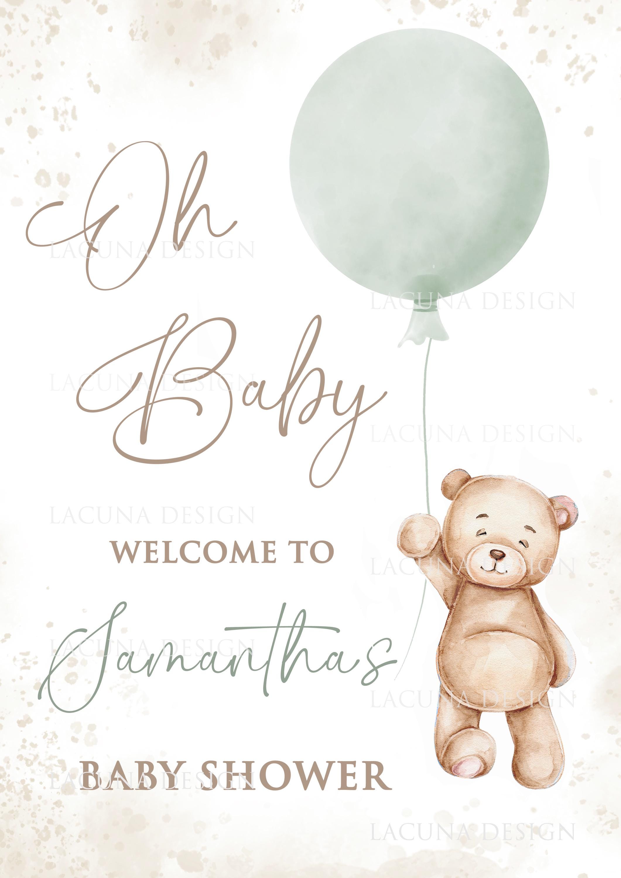 Baby Shower Party Welcome Sign, Baby Shower Neutral Green Beige Sign ...