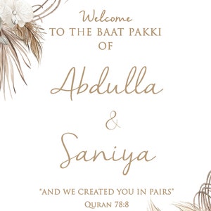 Wedding Welcome Sign, Baat Pakki, Baraat Reception Sign, Beige Gold ...