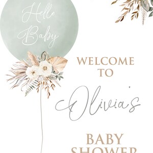 Hello Baby Welcome Sign, Baby Shower Welcome Sign, Personalised Green ...