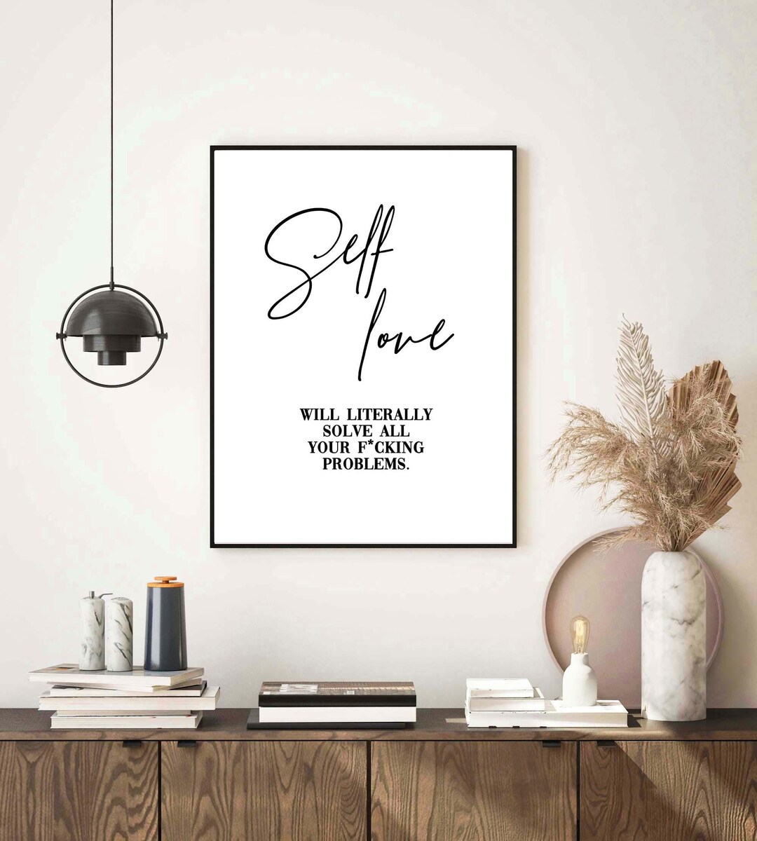 Black and White Dressing Room Office Bedroom Print Quote, Self Love ...