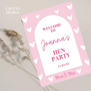Bridal Party Hen Do Party Sign, Pink Hen Night Sign Poster Hen Party ...