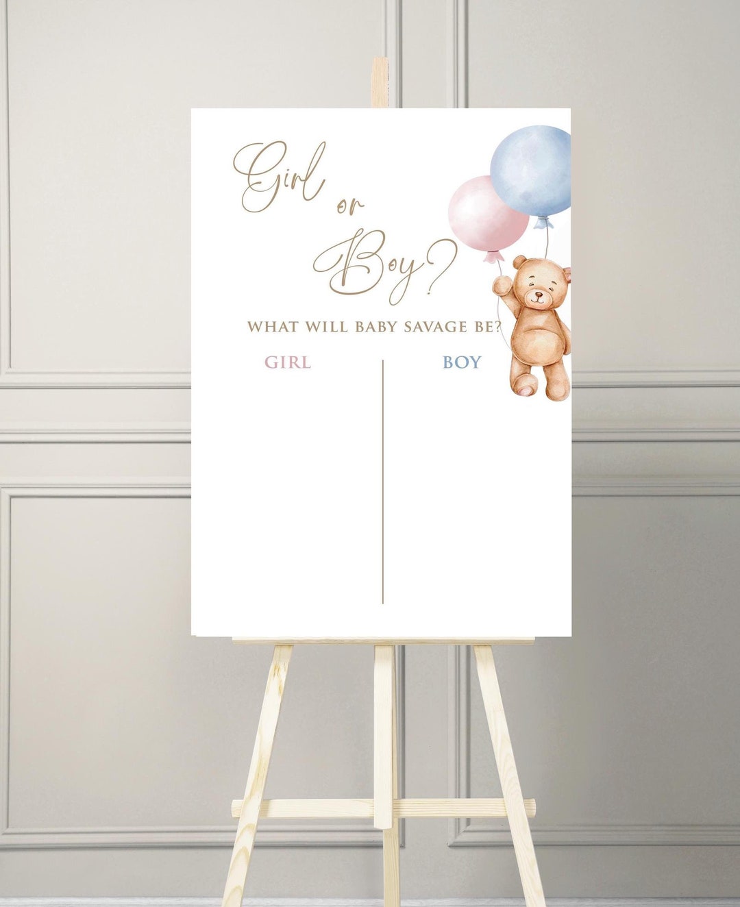 Gender Reveal Party Game Guess Sign, Gender Sign Personalised Baby ...