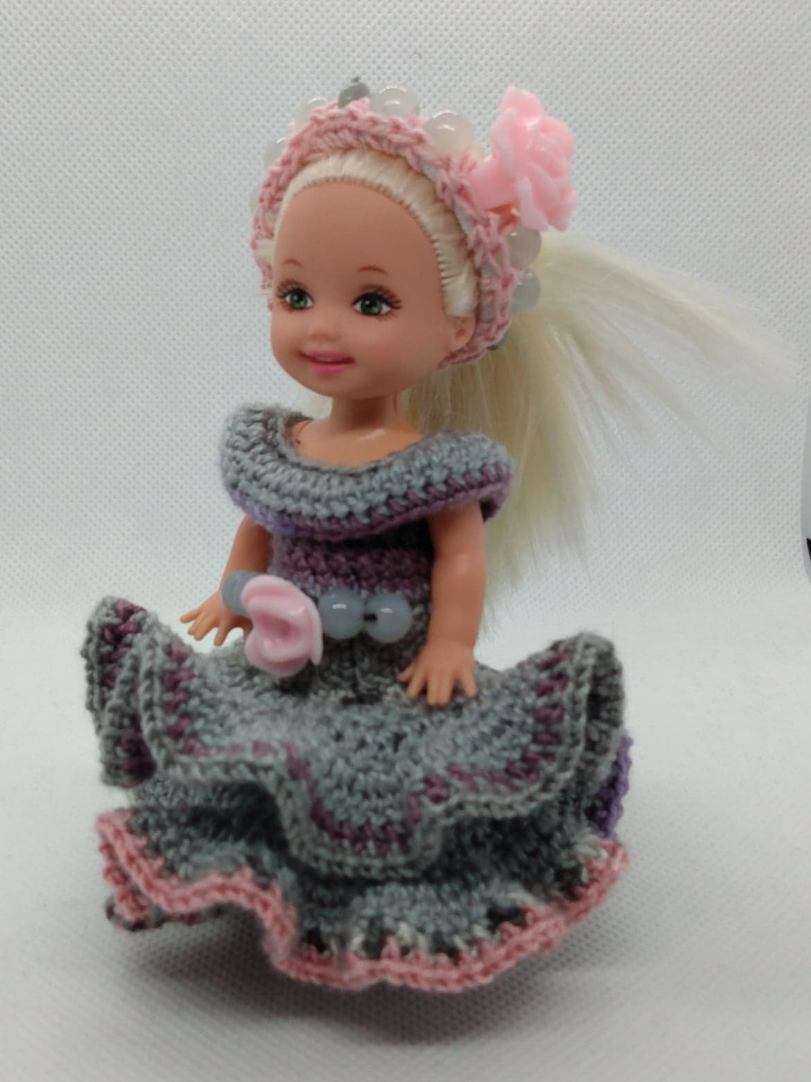 Handmade Thread Crochet Kelly Doll Barbie Family Dress for 4.5 Kelly or ...