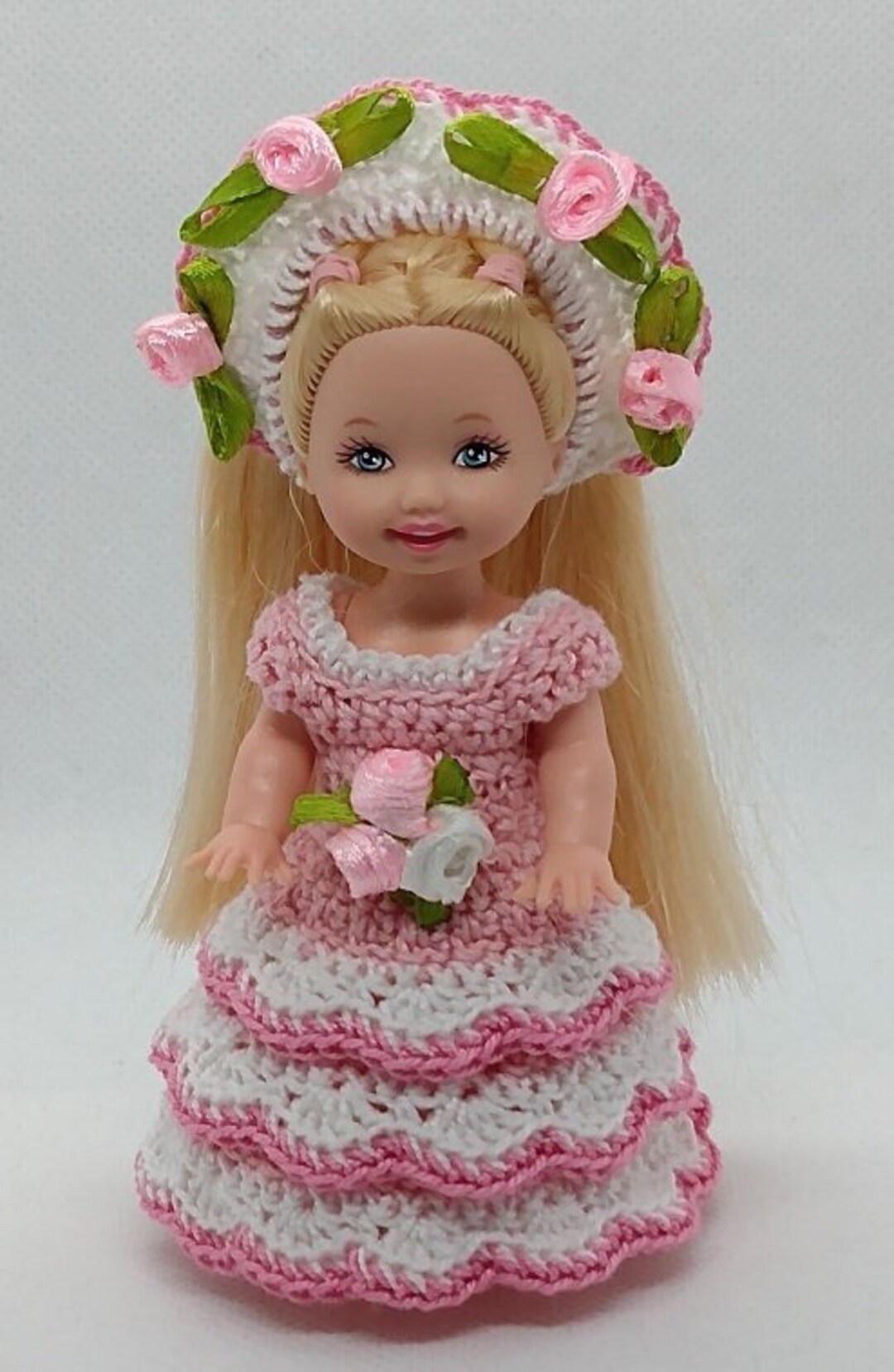 Handmade Thread Crochet Kelly Doll Barbie Family Dress for 4.5 Kelly or ...