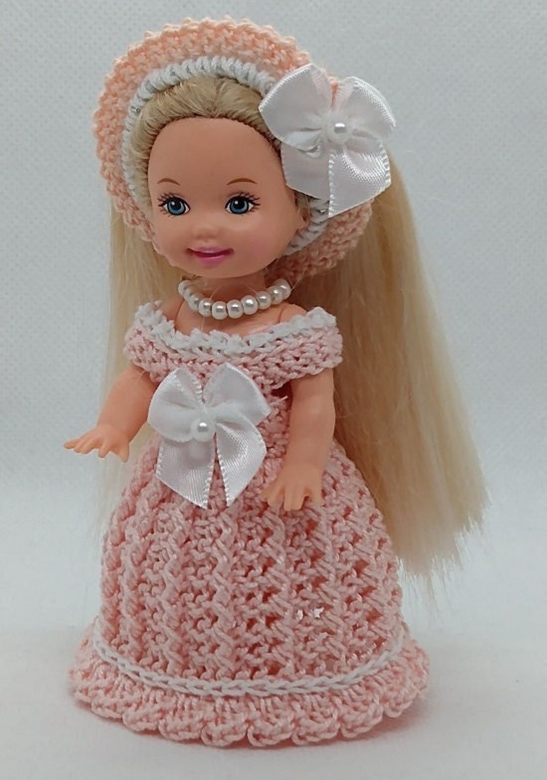 Handmade Thread Crochet Kelly Doll Barbie Family Dress for 4.5 Kelly or ...