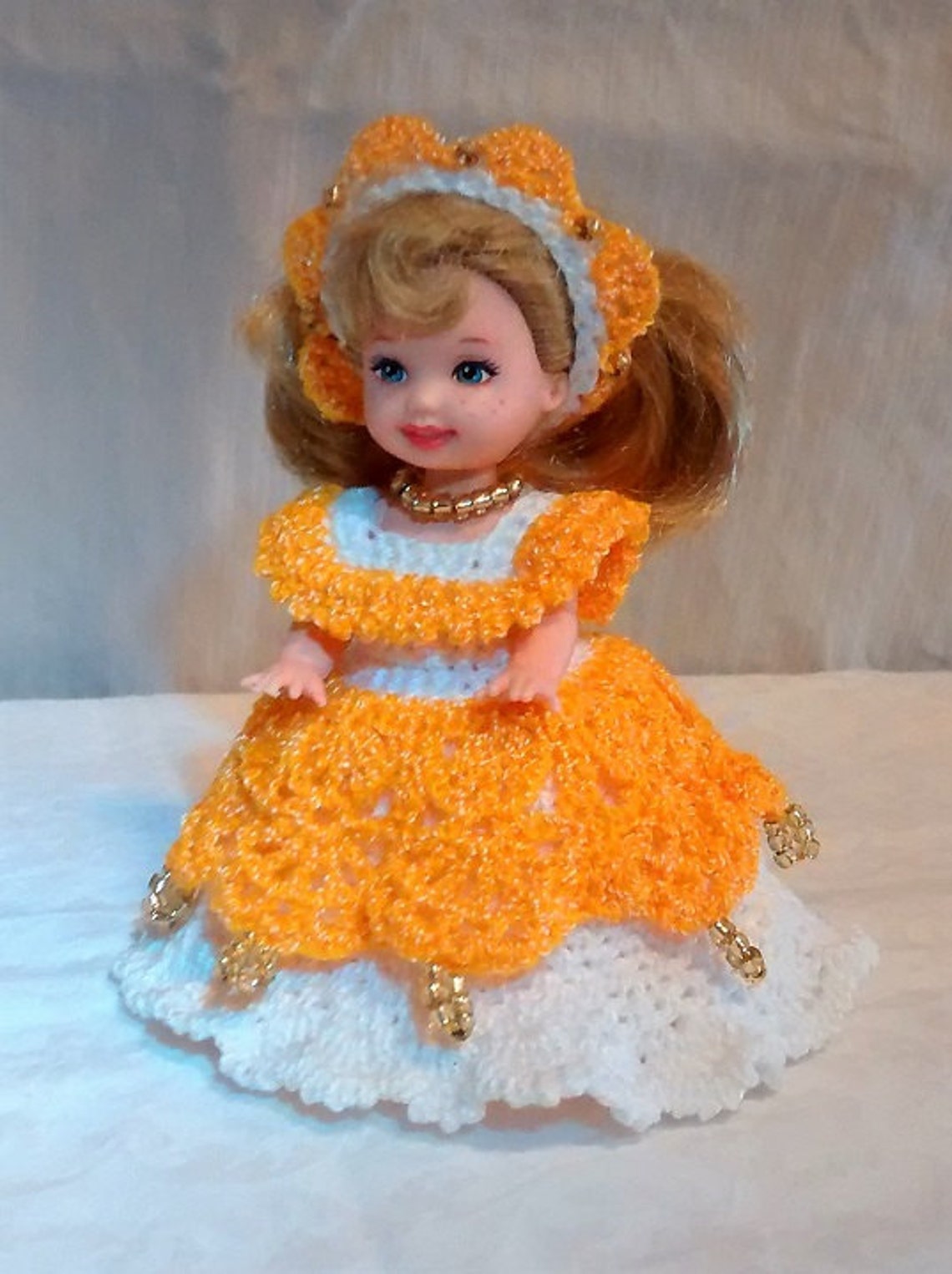 Handmade Thread Crochet Kelly Doll Barbie Family Dress for 4.5 Kelly or ...