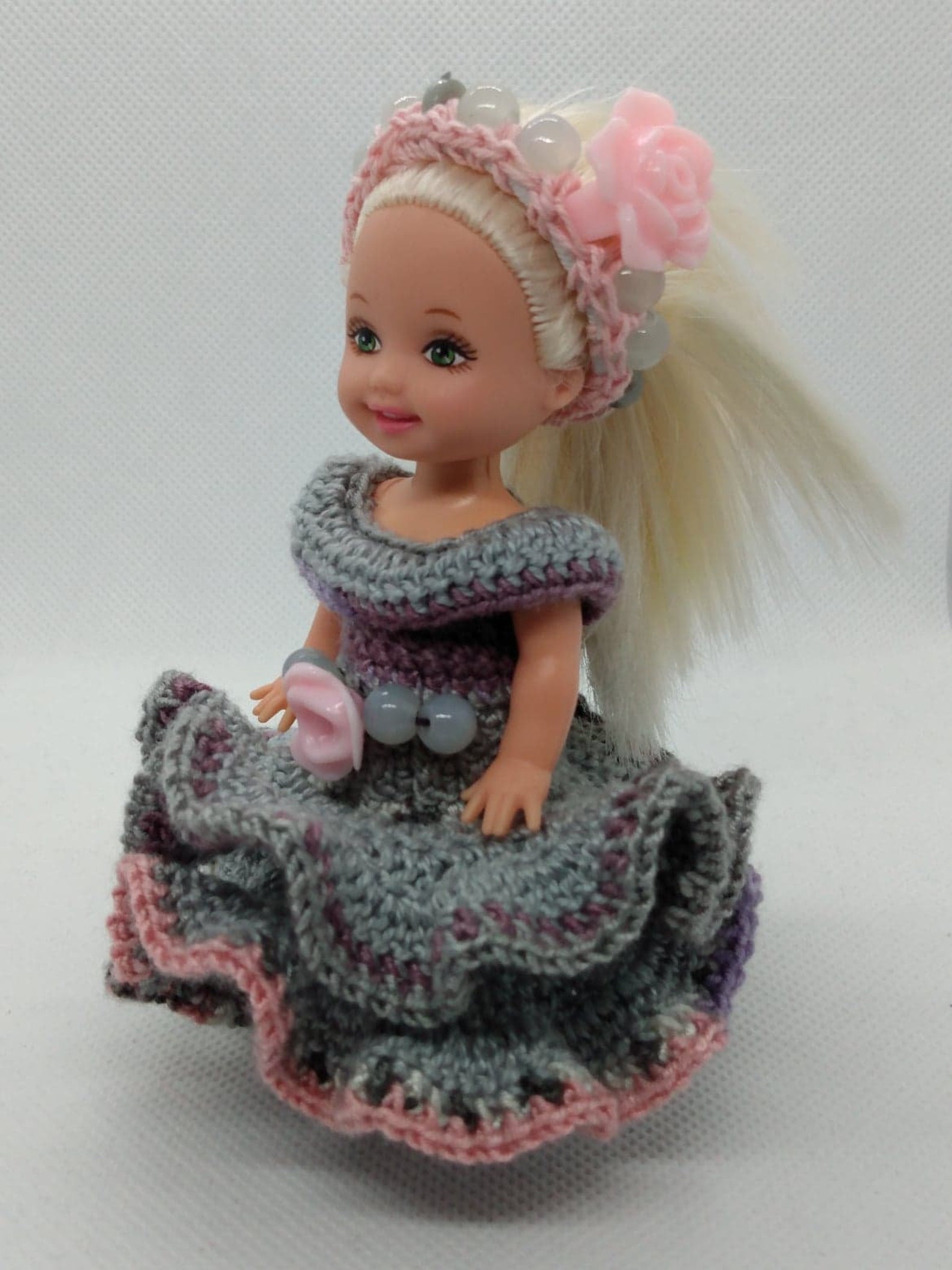 Handmade Thread Crochet Kelly Doll Barbie Family Dress for 4.5 Kelly or ...
