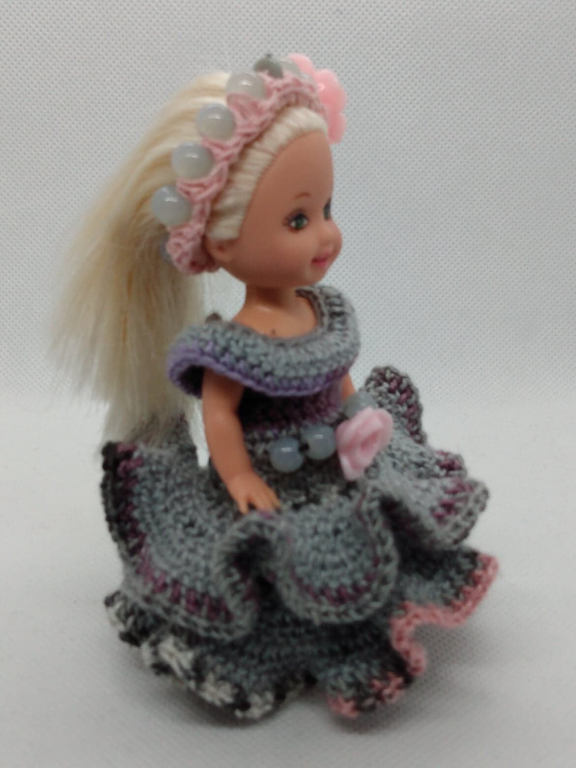 Handmade Thread Crochet Kelly Doll Barbie Family Dress for 4.5 Kelly or ...