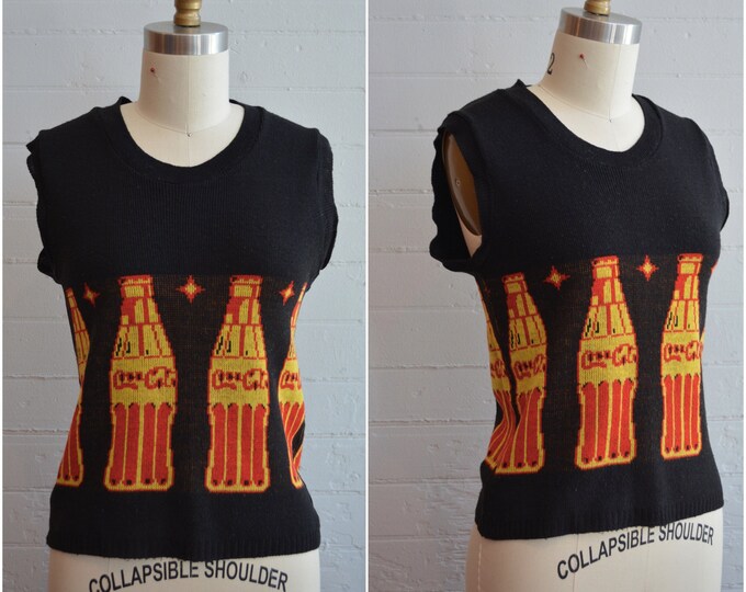 1960s 60s Coca-cola Coke Knit Wool Sweater Vest Sleeveless Scoop Neck ...