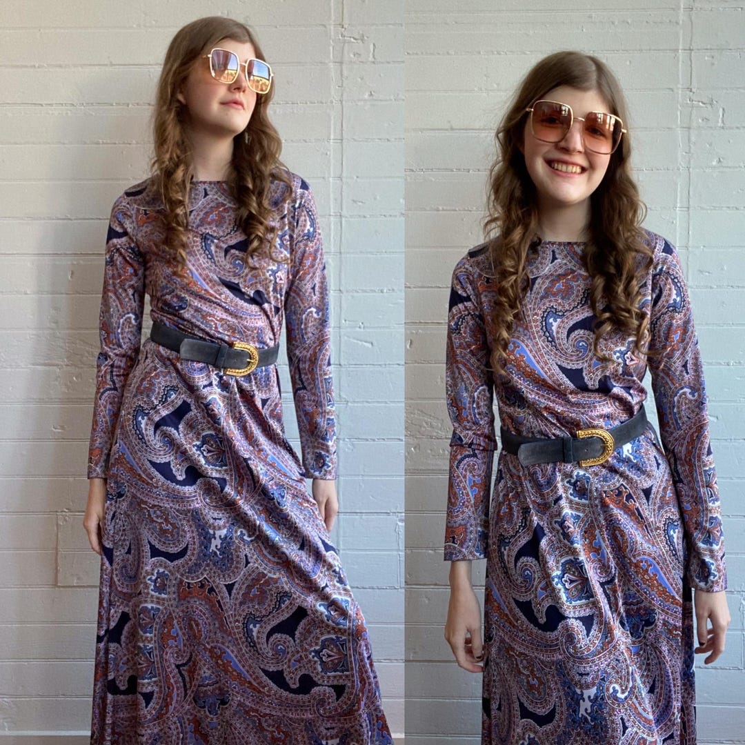 1970s 70s Psychedelic Paisley Pattern Lanvin Dress Medium - Etsy