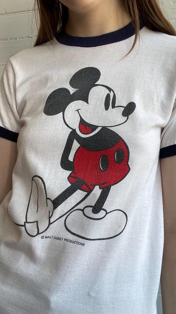 1970s 70s Disney Mickey Mouse Single Stitch Tee Shirt… - Gem