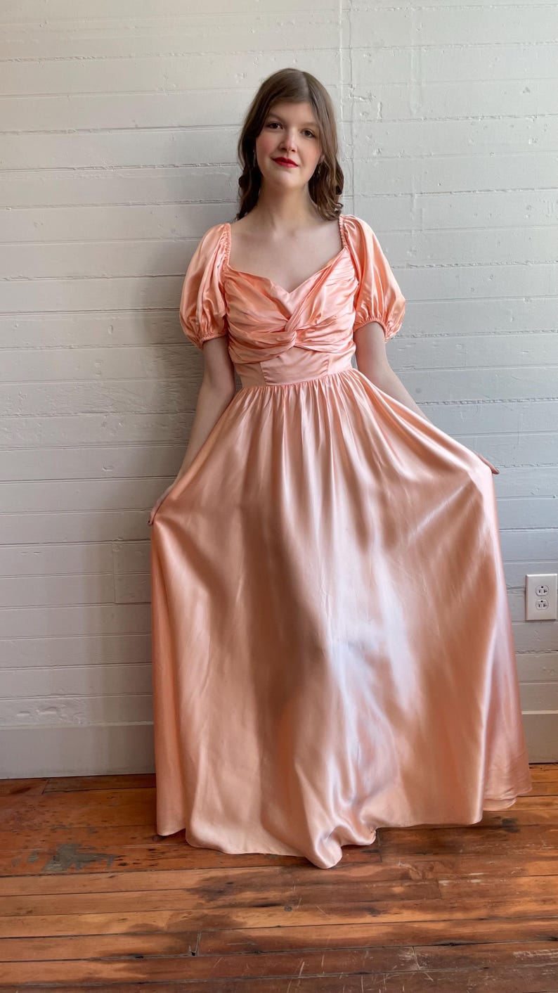 1970s 70s 80s Peachy Prom Ball Gown - Small - Etsy