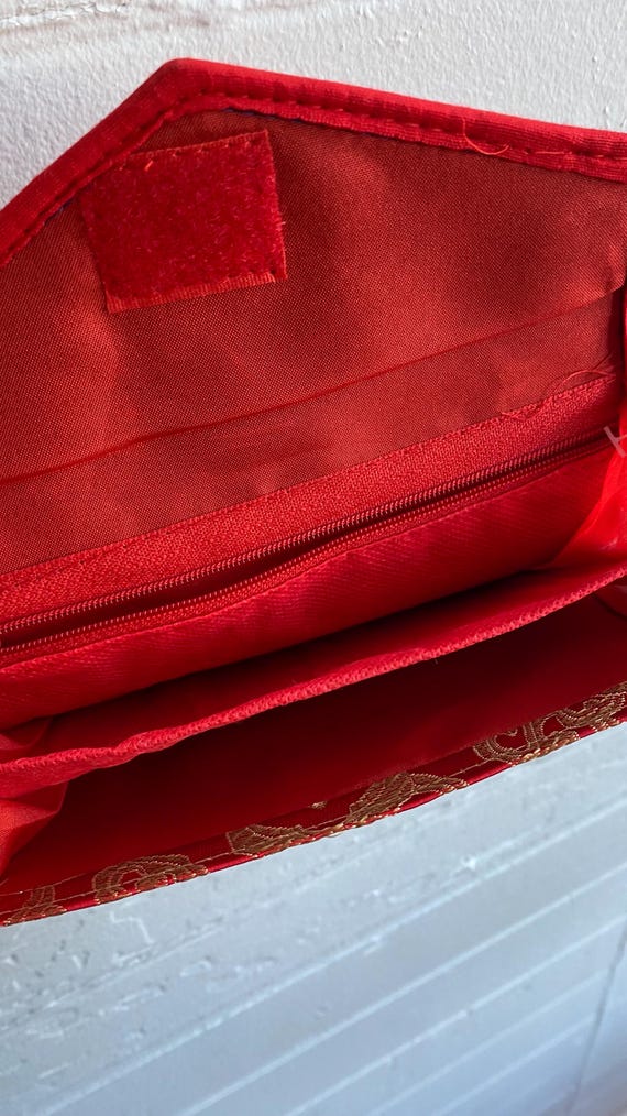 1990s 90s Red Chinese Envelope Style Clutch - Gem