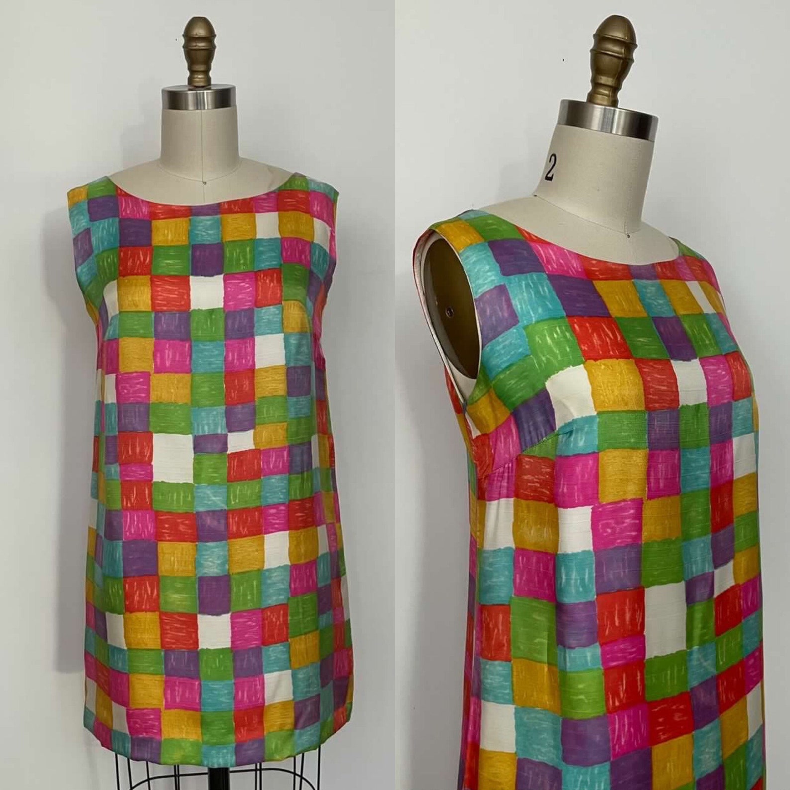 1960s 60s Rainbow Checkered Micro Mini Dress - Xsmall Xs - Etsy