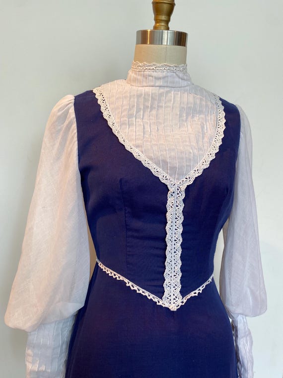 1970s Gunne-Esque Gunne Sax Style 70s Navy and White … - Gem