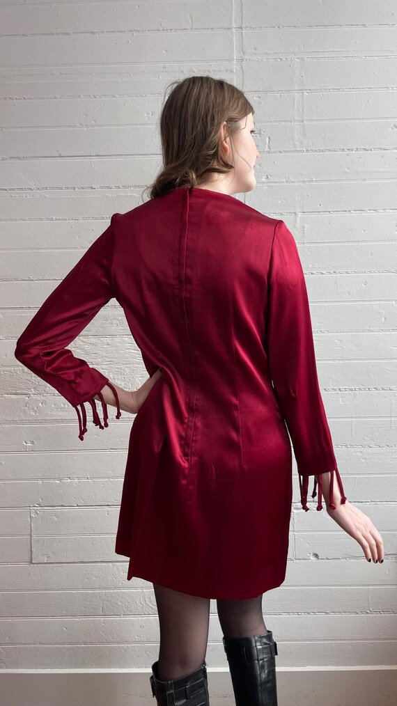 1970s 70s red micro mini shift dress with fun ties - … - Gem