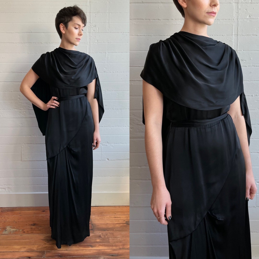 1930s Silk Black Gown With Matching Cape - Small / Medium - Etsy