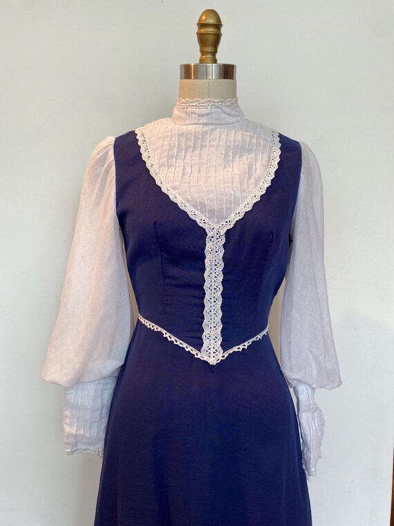 1970s Gunne-Esque Gunne Sax Style 70s Navy and White … - Gem