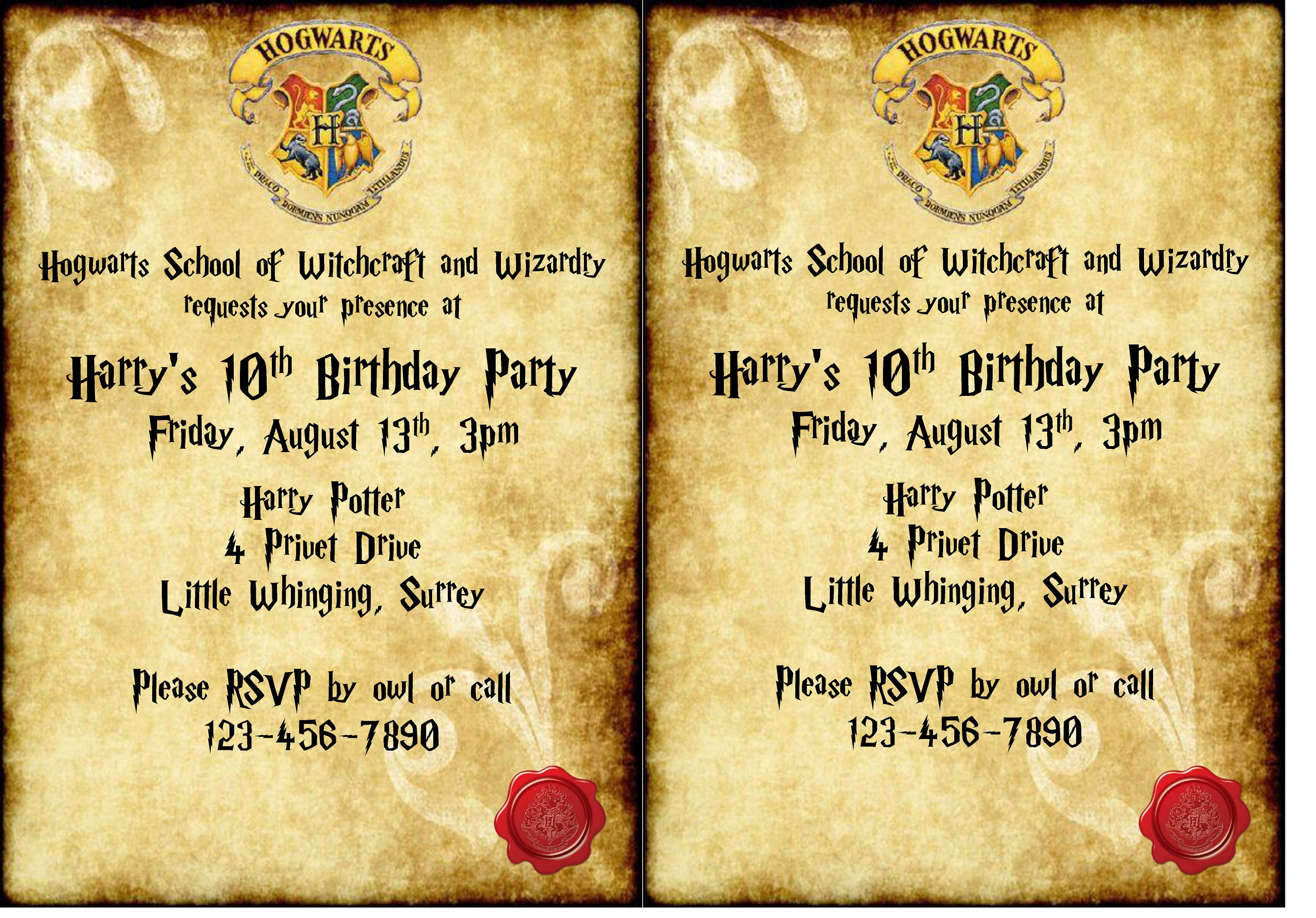 Harry Potter inspired EDITABLE Birthday Invitation Envelope Etsy