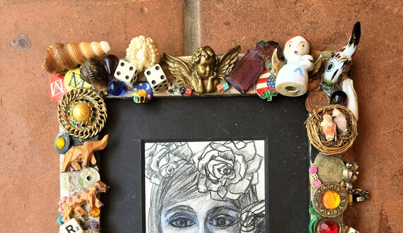 Original Art Frame Assembled Drawing 12.5 X 10.5 Inch Woman - Etsy