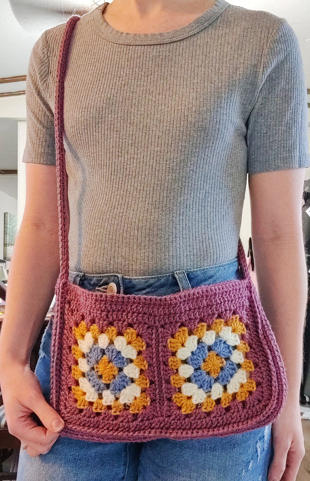 Granny Square Rectangle Bag Crochet Pattern - Etsy