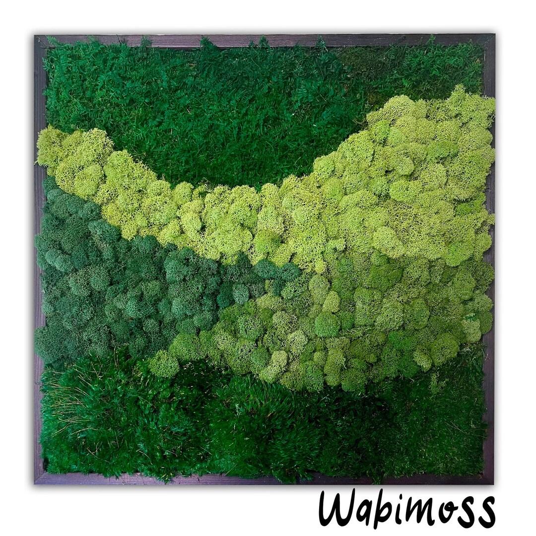 Modern Wave Design #6 Moss Wall Art. Real Preserved Zero-care Green ...