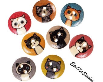 Cat buttons | Etsy