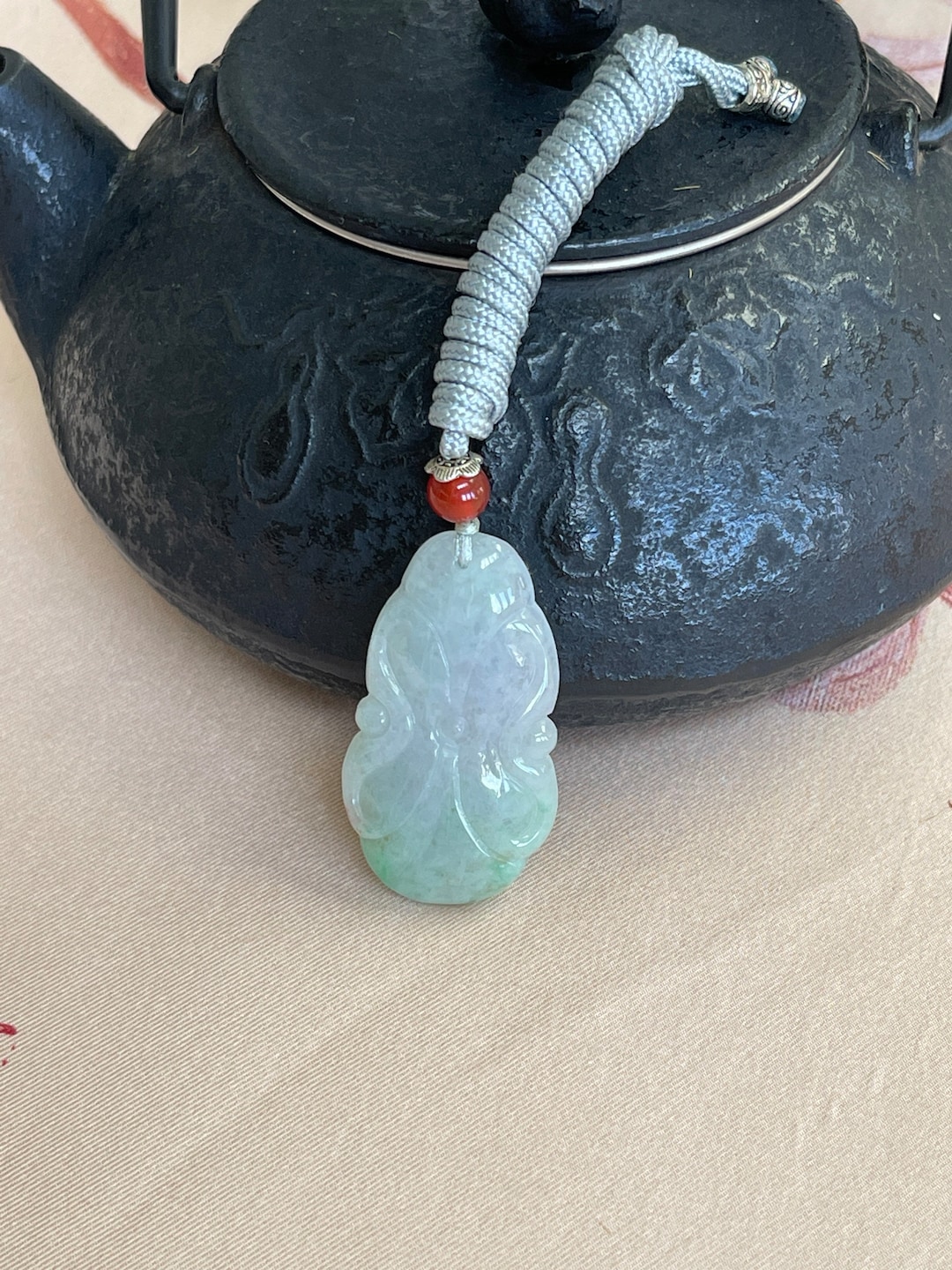 Grade A Green Clear Translucent Natural Jadeite Pendant- Lotus Flower ...