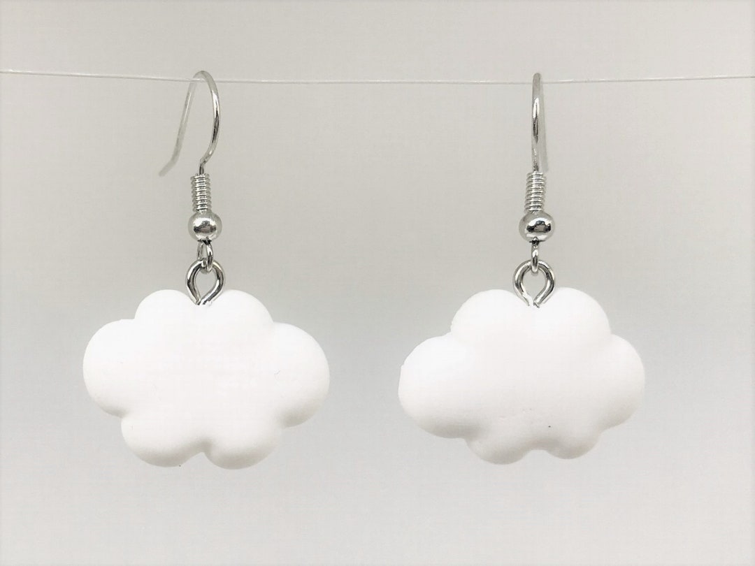 White Cloud Earrings Silver Cloud Earrings Cloud Earrings - Etsy