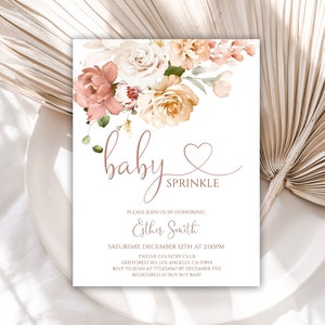 Baby Sprinkle Invitation, Floral Baby Shower Invitation, Baby Sprinkle ...