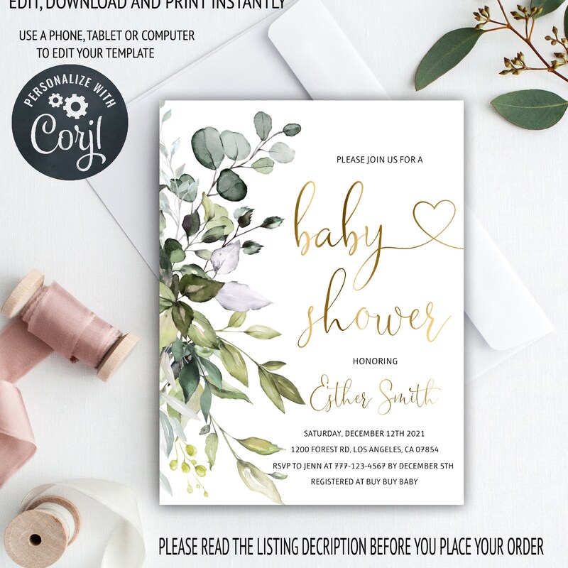 Greenery Baby Shower - Etsy