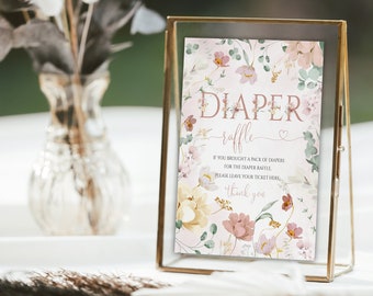 Blush Pink Floral Baby Shower Diaper Raffle Sign Printable - Etsy