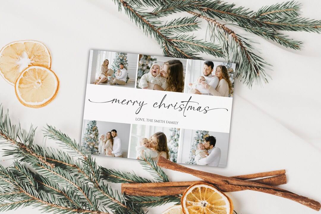 Editable Photo Christmas Card, Personalized Photo Family Christmas Card ...