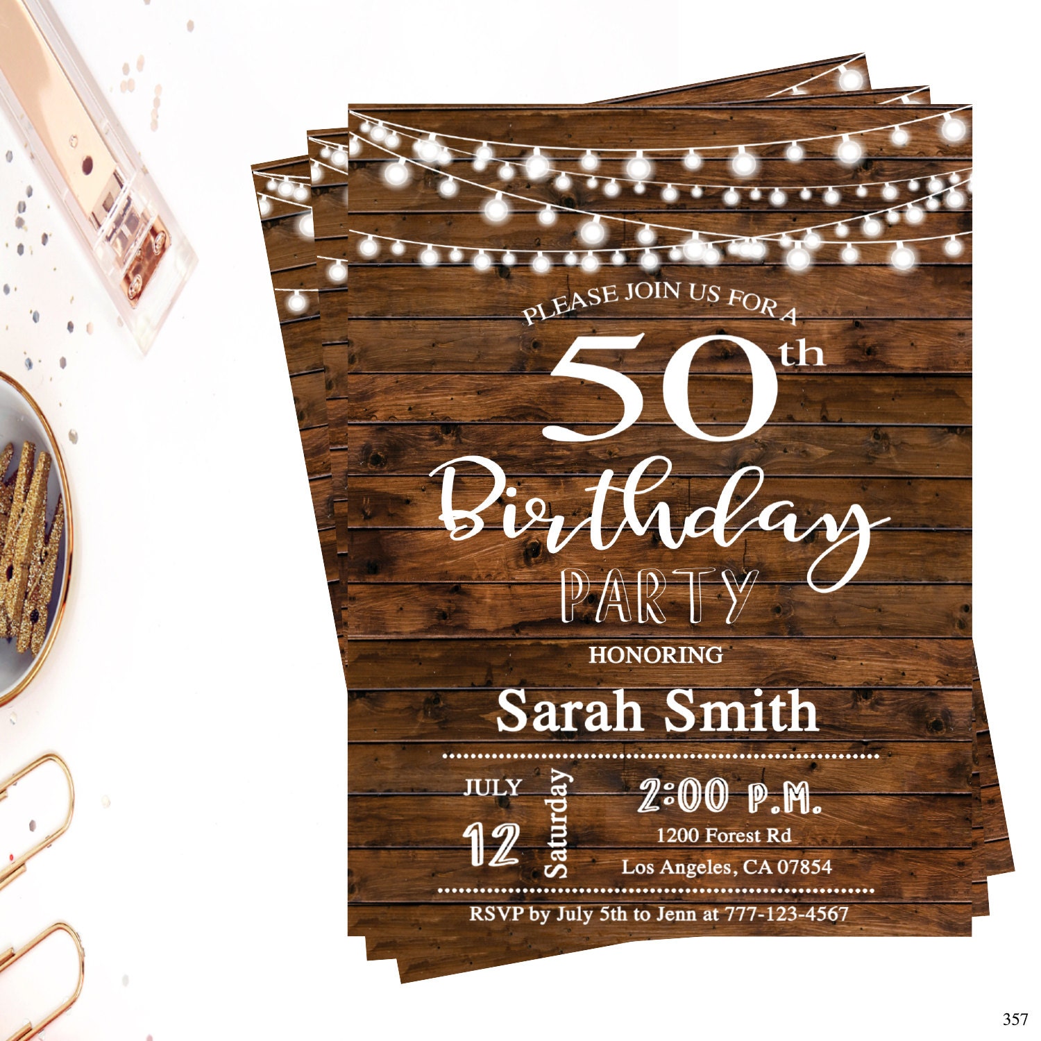 Rustic 50th birthday invitation country 50th birthday | Etsy
