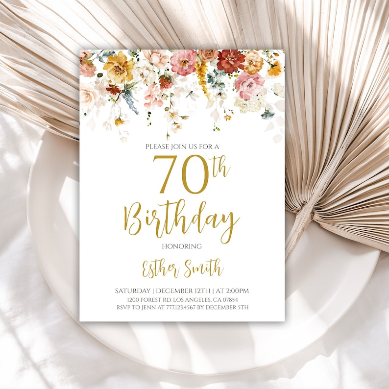 70th Birthday Invitation 70th Birthday Invitations for Women - Etsy