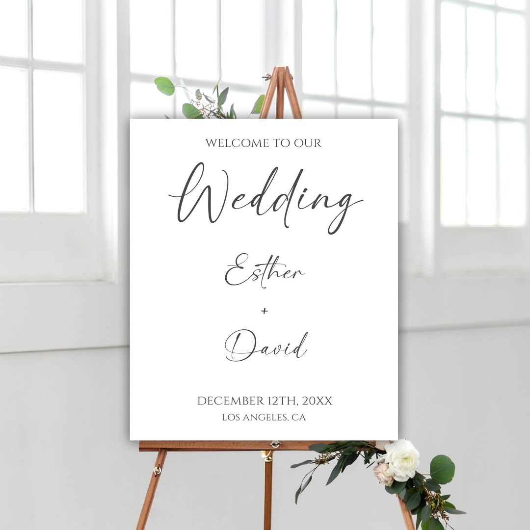 Editable Minimalist Wedding Welcome Sign, Modern Wedding Welcome Sign ...