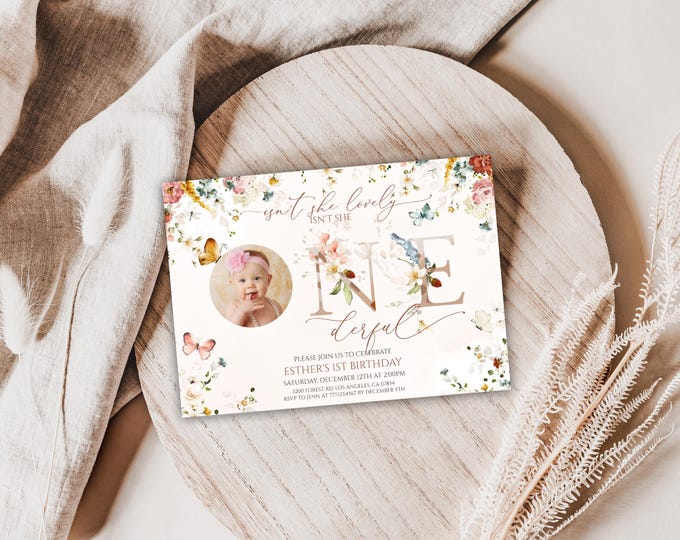 Editable First Birthday Photo Invitation, Photo's in Text Invitation ...