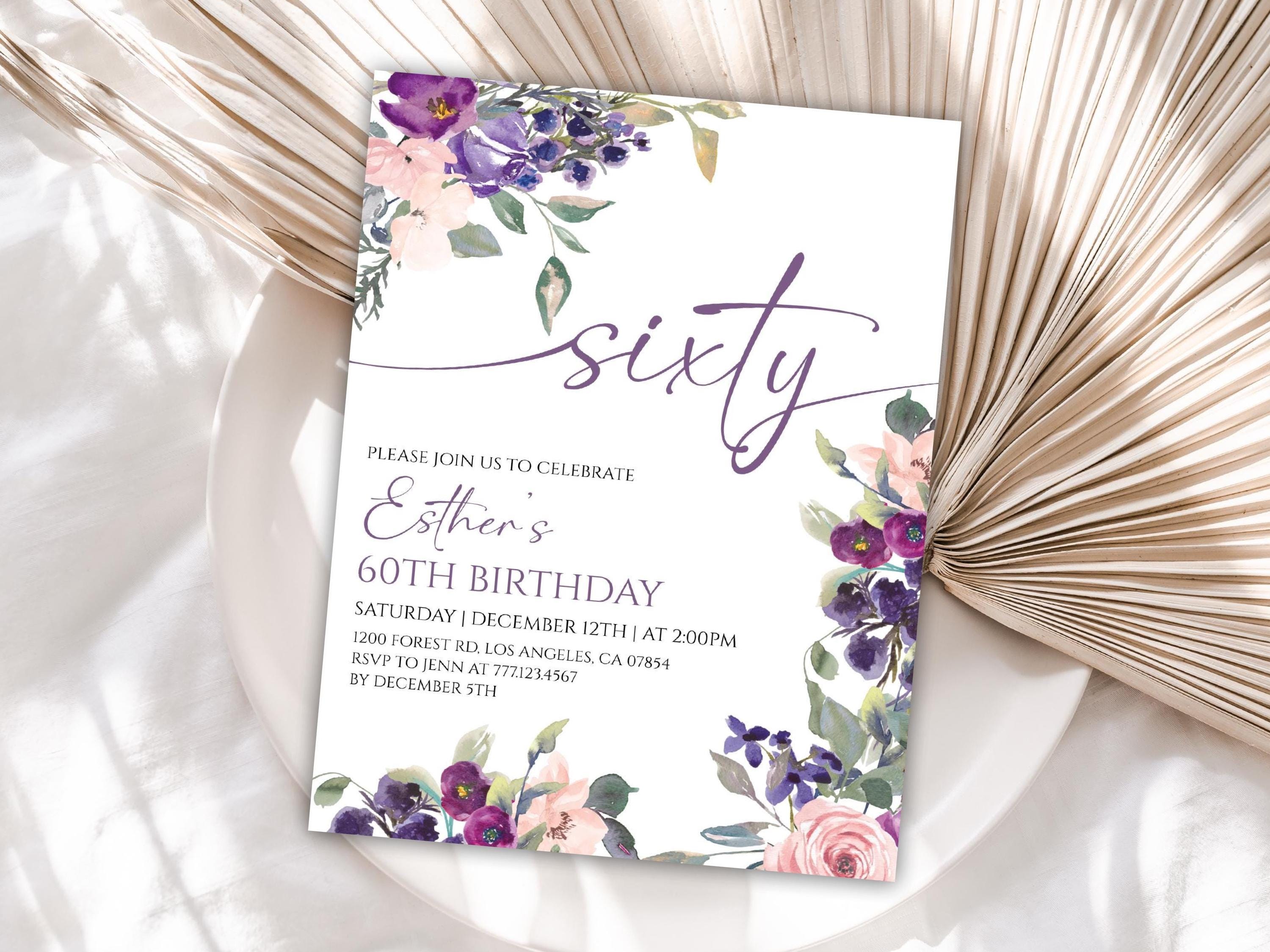 Floral 60th Birthday Invitation Templates Editable With Ms Word