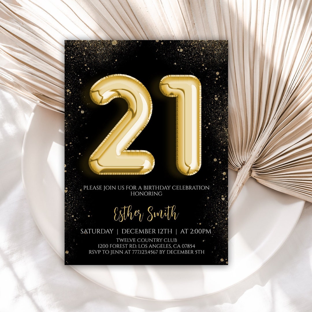 21st Birthday Invitation, Editable Birthday Invitations, Birthday ...