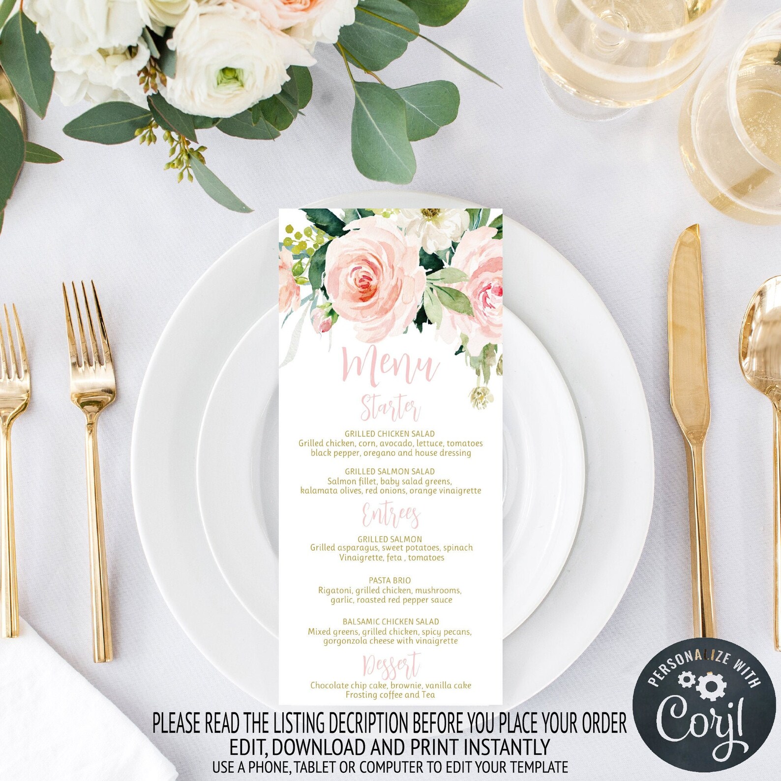 Baby Shower Menu Template Printable Baby Shower Menu Cards | Etsy