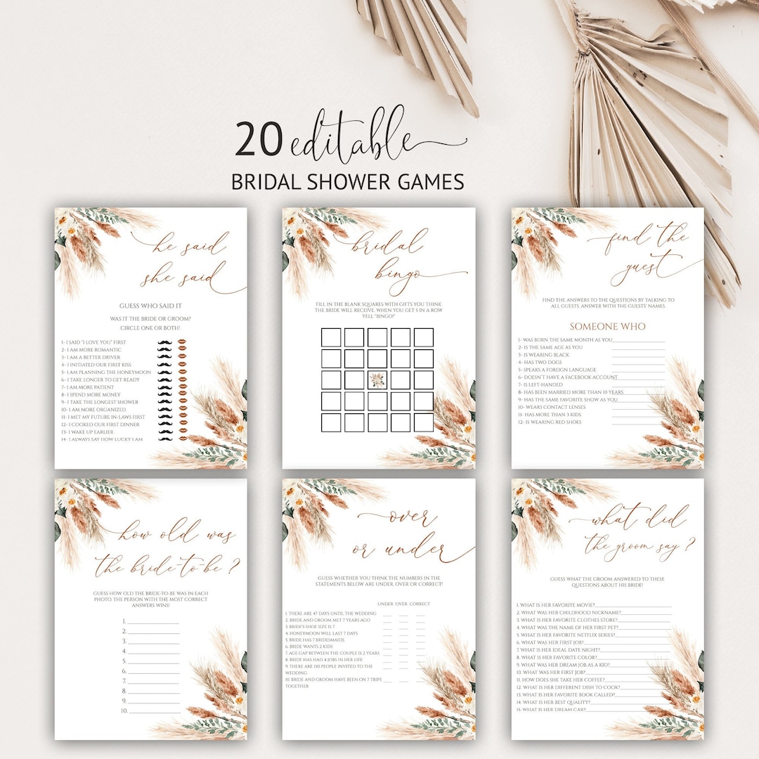 Editable Boho Bridal Shower Games, Terracotta Bridal Shower Games ...