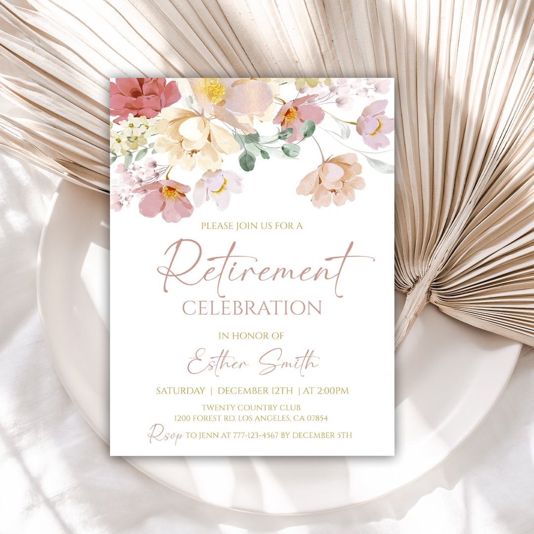 Custom Retirement Invitation, Wildflower Retirement Invitation ...